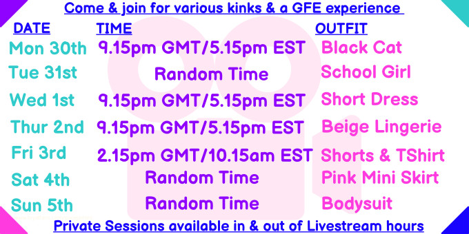 Pixie Live Schedule 📆 - Pixie the Homewrecker Princess of Paypigs ...