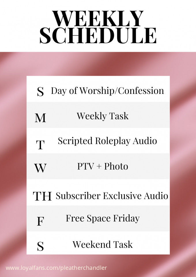 Weekly Posting Schedule - Pleather Chandler Official Photos | www ...