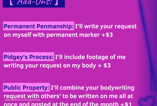 Custom Body Writing Menu 】》♡《 - Pidgey Official Photos | LoyalFans