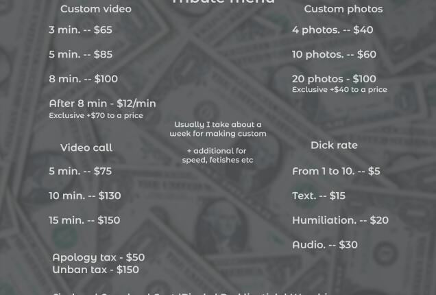 TRIBUTE MENU - Princess York Findom Official Photos | www.Loyalfans.com