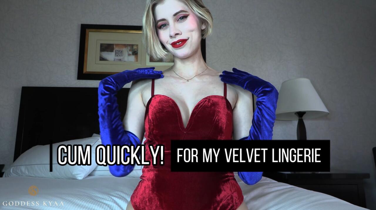 My velvet lingerie is so sexy and perfect, you can't help but wanna make a big messy load for me ...